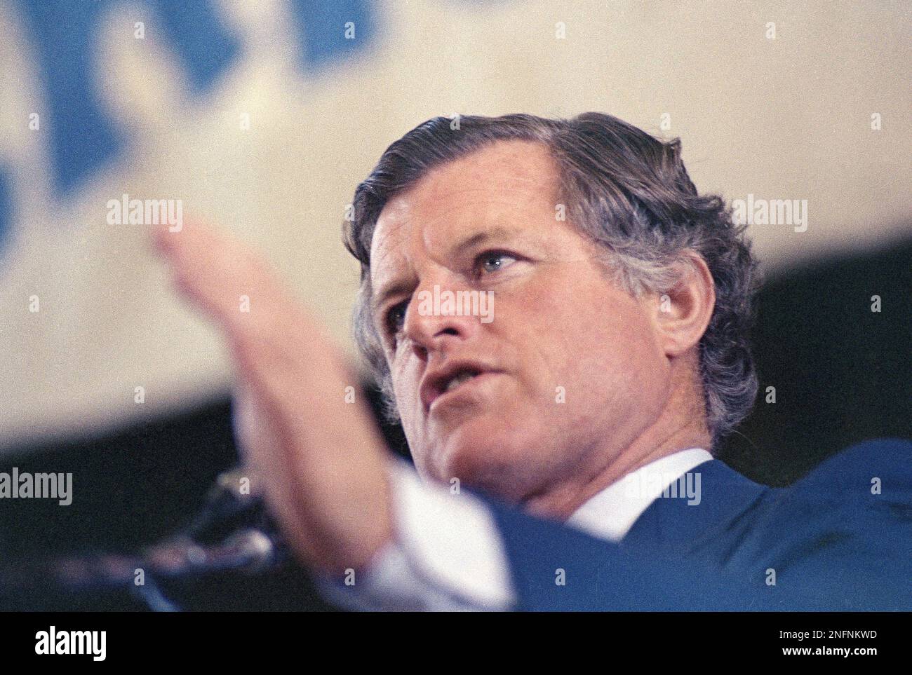 Sen. Edward Kennedy (D-Mass.) addressing senior citizens group in Miami ...