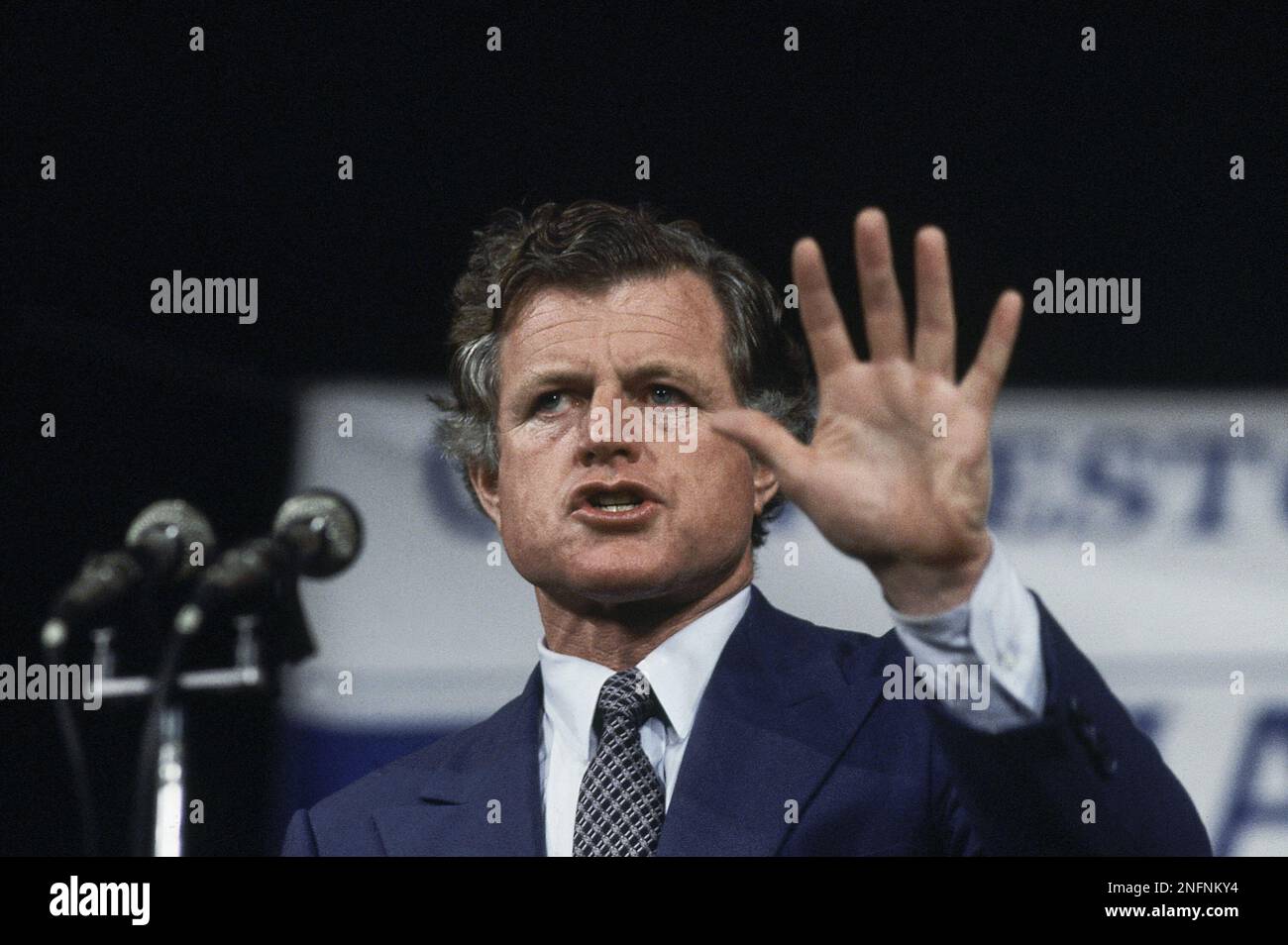 Sen. Edward Kennedy (D-Mass.) addressing senior citizens group in Miami ...