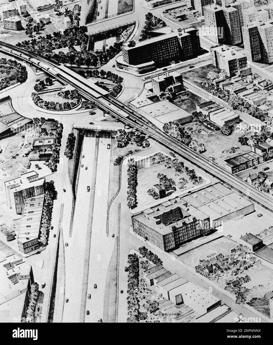 This is the proposed design for a section of the Cross-Bronx Expressway ...