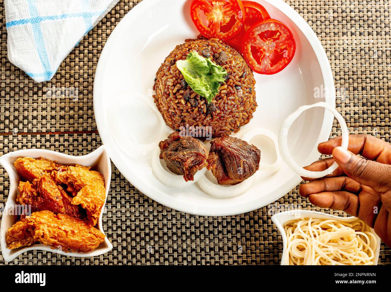 rice. fruits, meat Stock Photo - Alamy