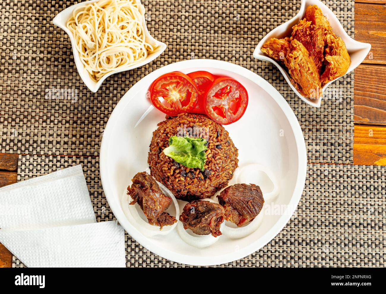 rice. fruits, meat Stock Photo - Alamy