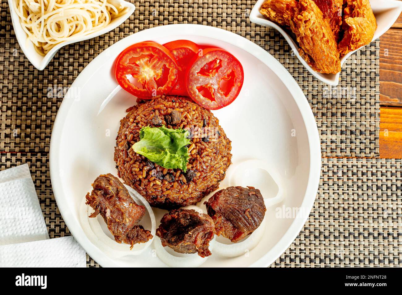 rice. fruits, meat Stock Photo - Alamy