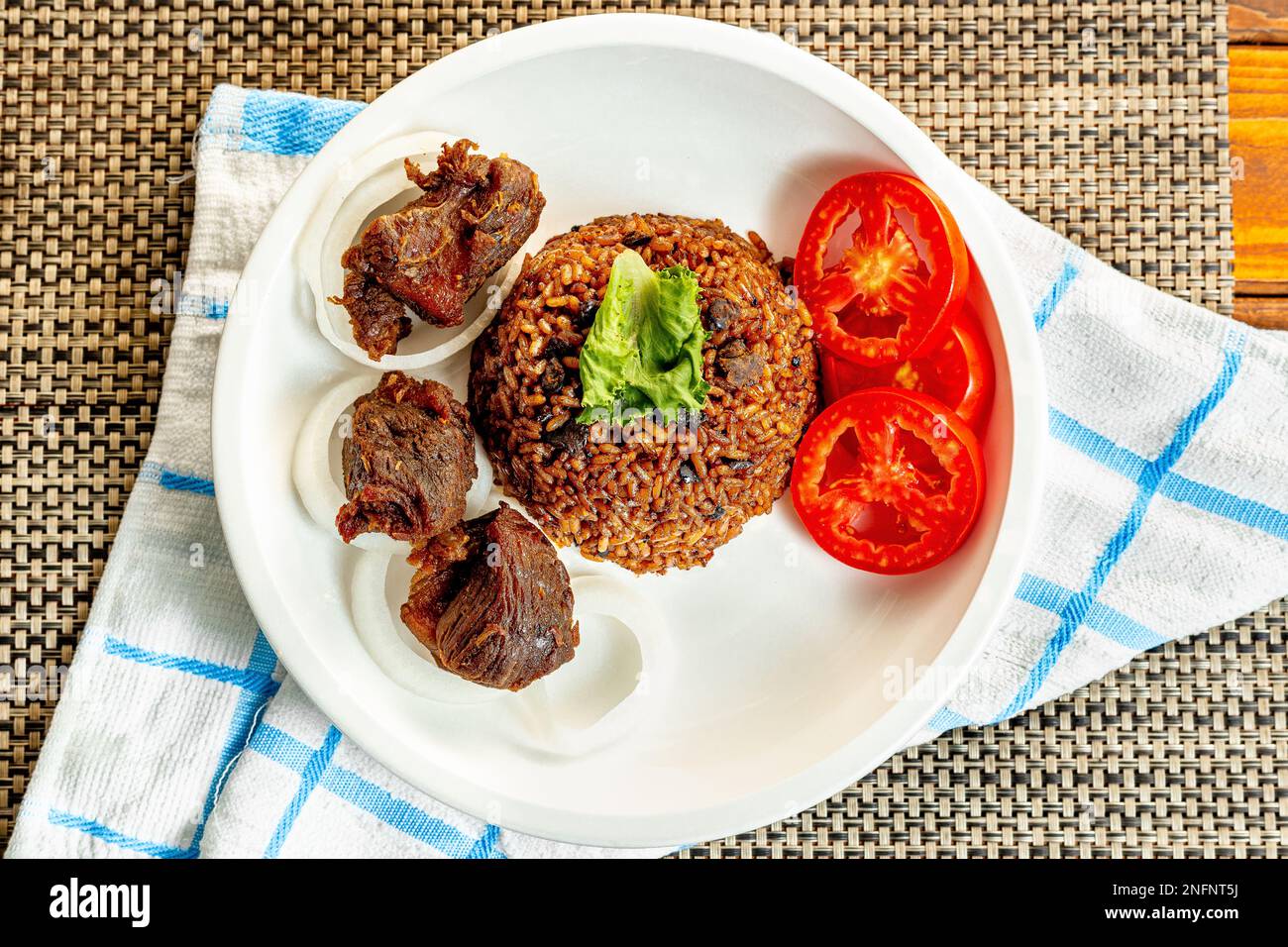 rice. fruits, meat Stock Photo - Alamy