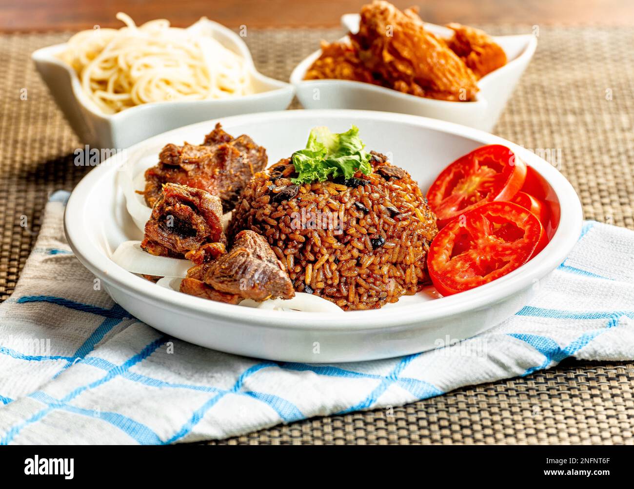 rice. fruits, meat Stock Photo - Alamy