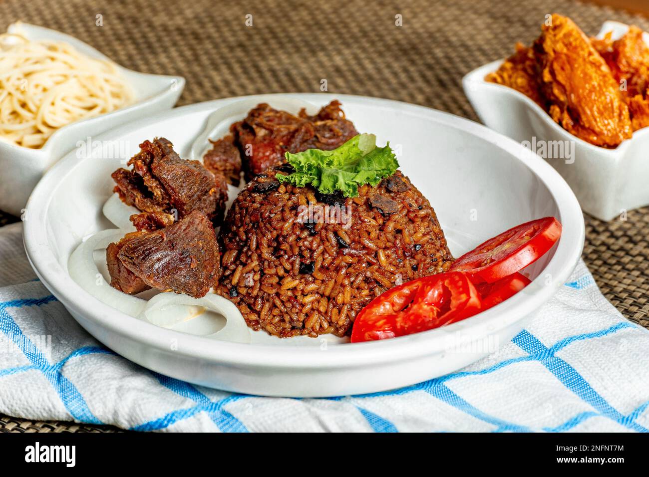 rice. fruits, meat Stock Photo - Alamy