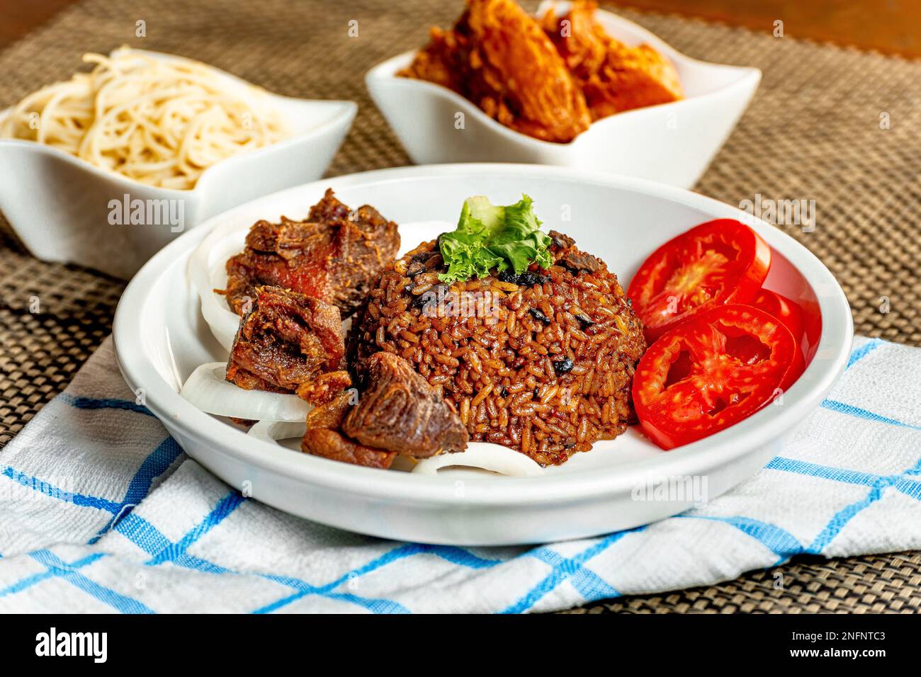 rice. fruits, meat Stock Photo - Alamy