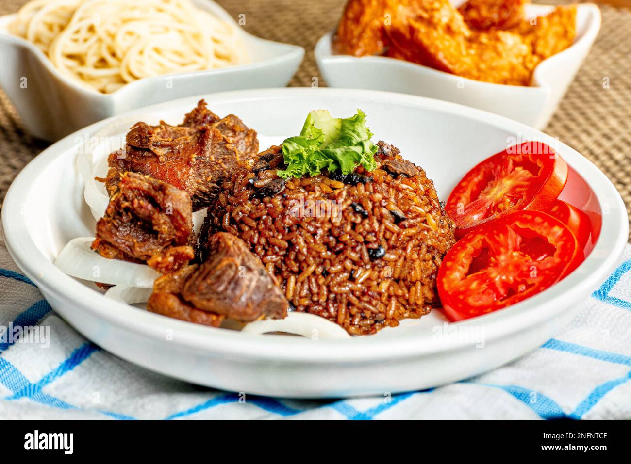 rice. fruits, meat Stock Photo - Alamy