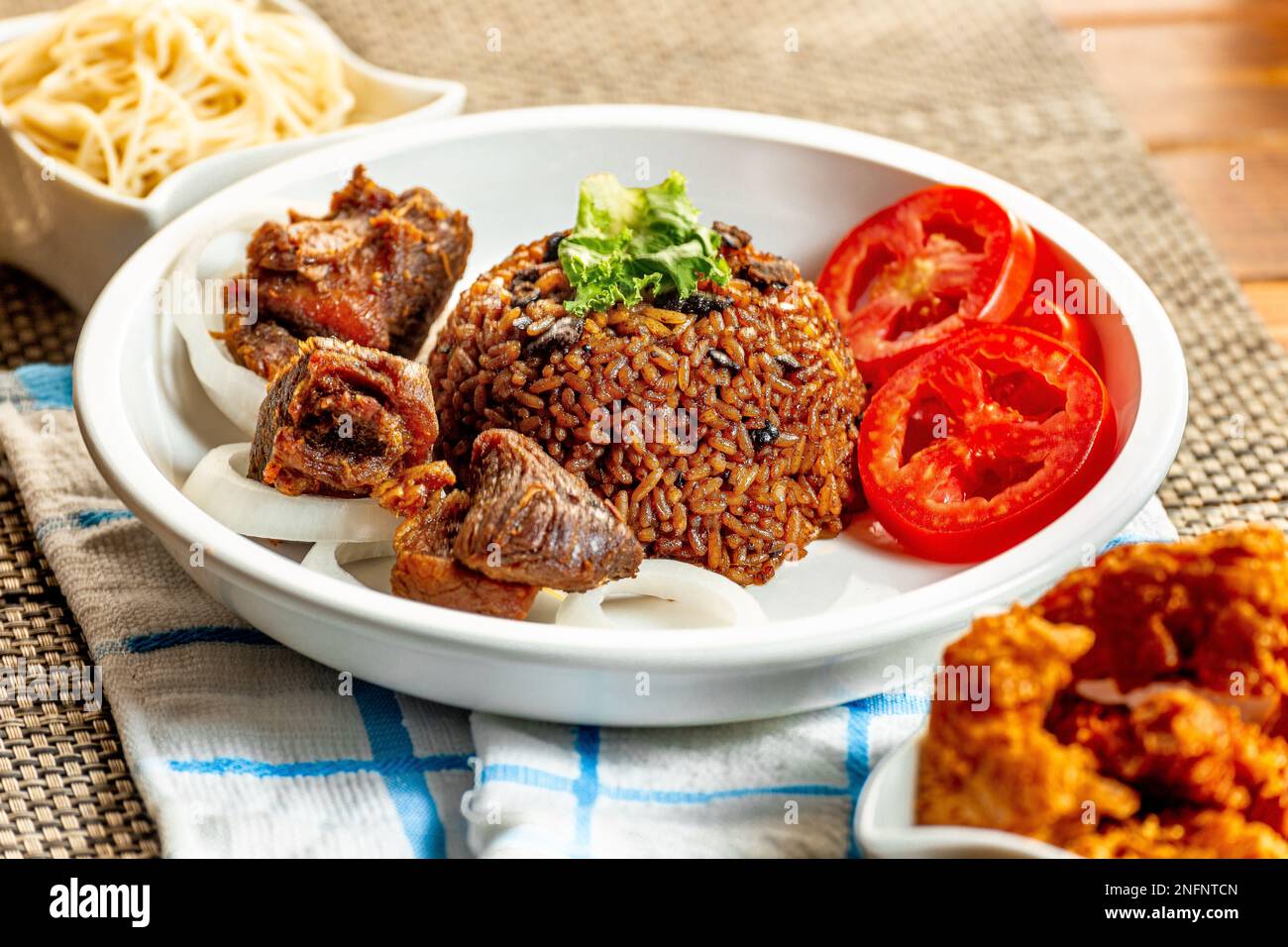 rice. fruits, meat Stock Photo - Alamy