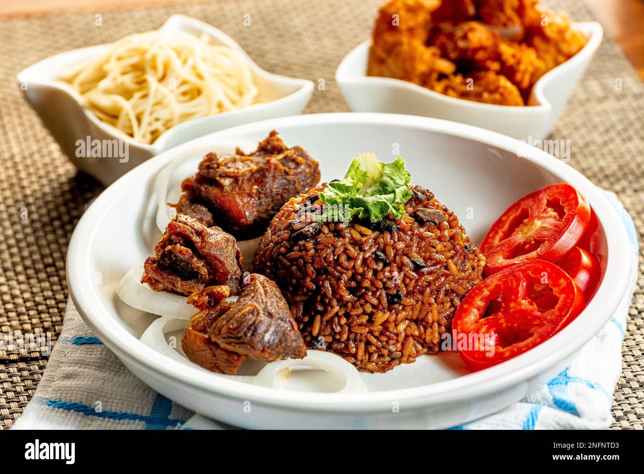 rice. fruits, meat Stock Photo - Alamy