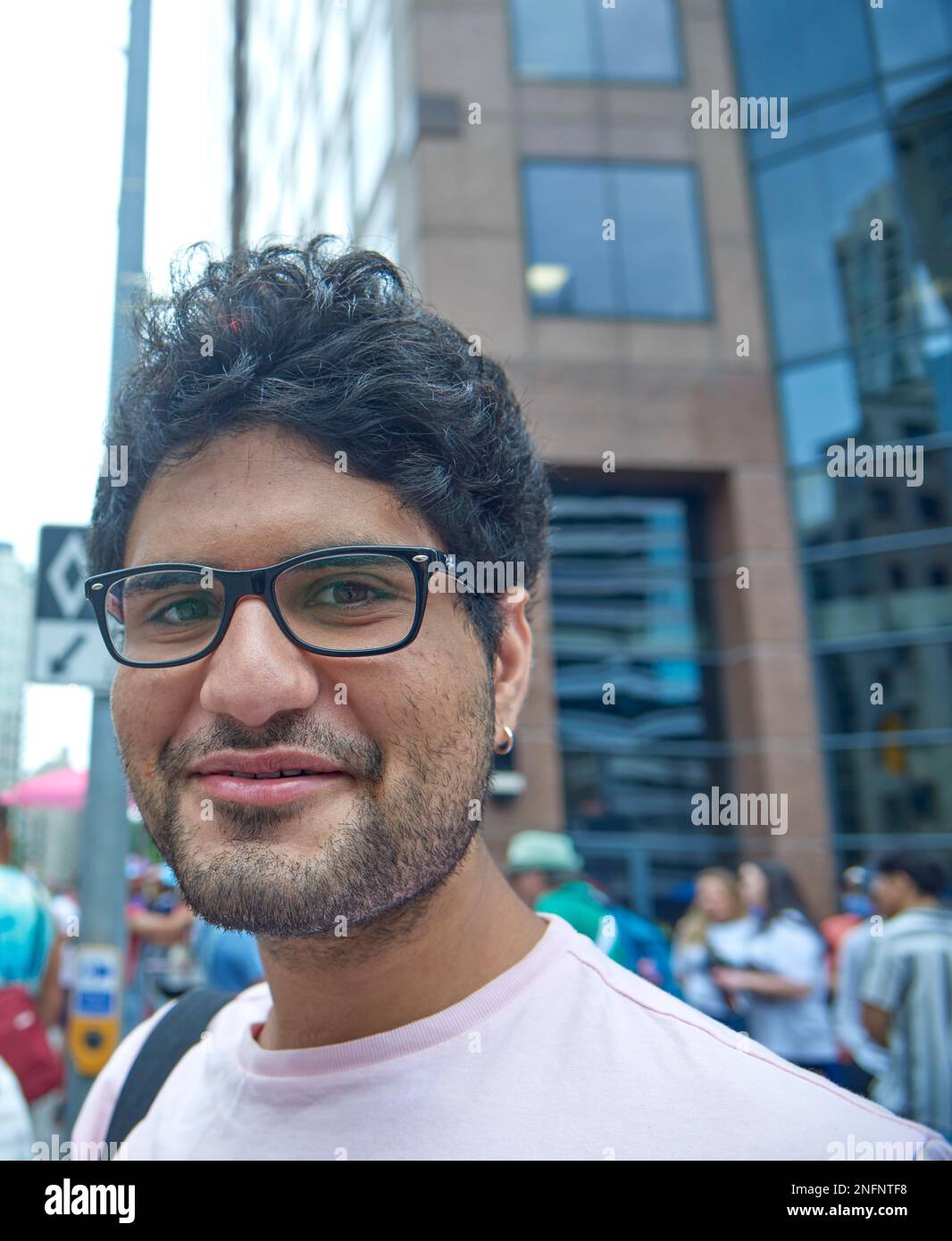 Toronto Ontario Canada June 26th 2022 A Head Shot Of A Man Attending Torontos Annual Pride
