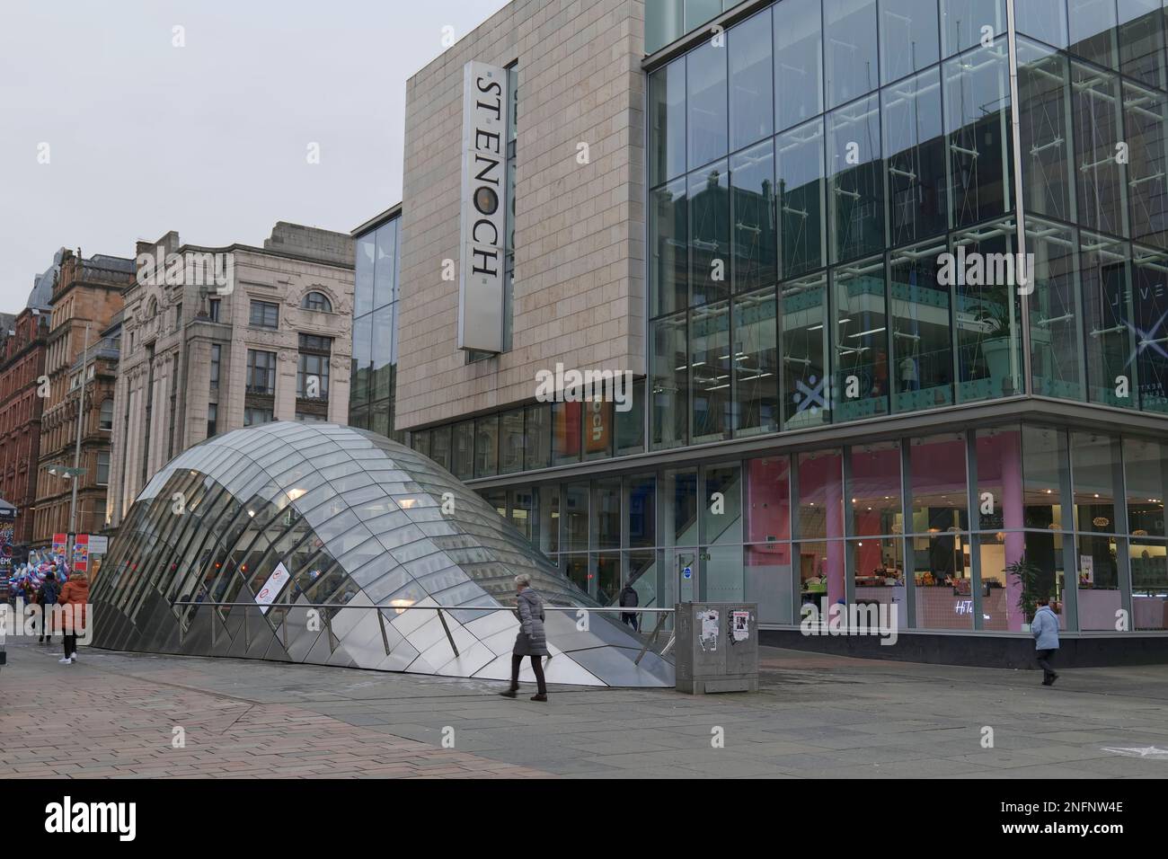 St Enoch Square shopping centre and Subway underground station entrance ...