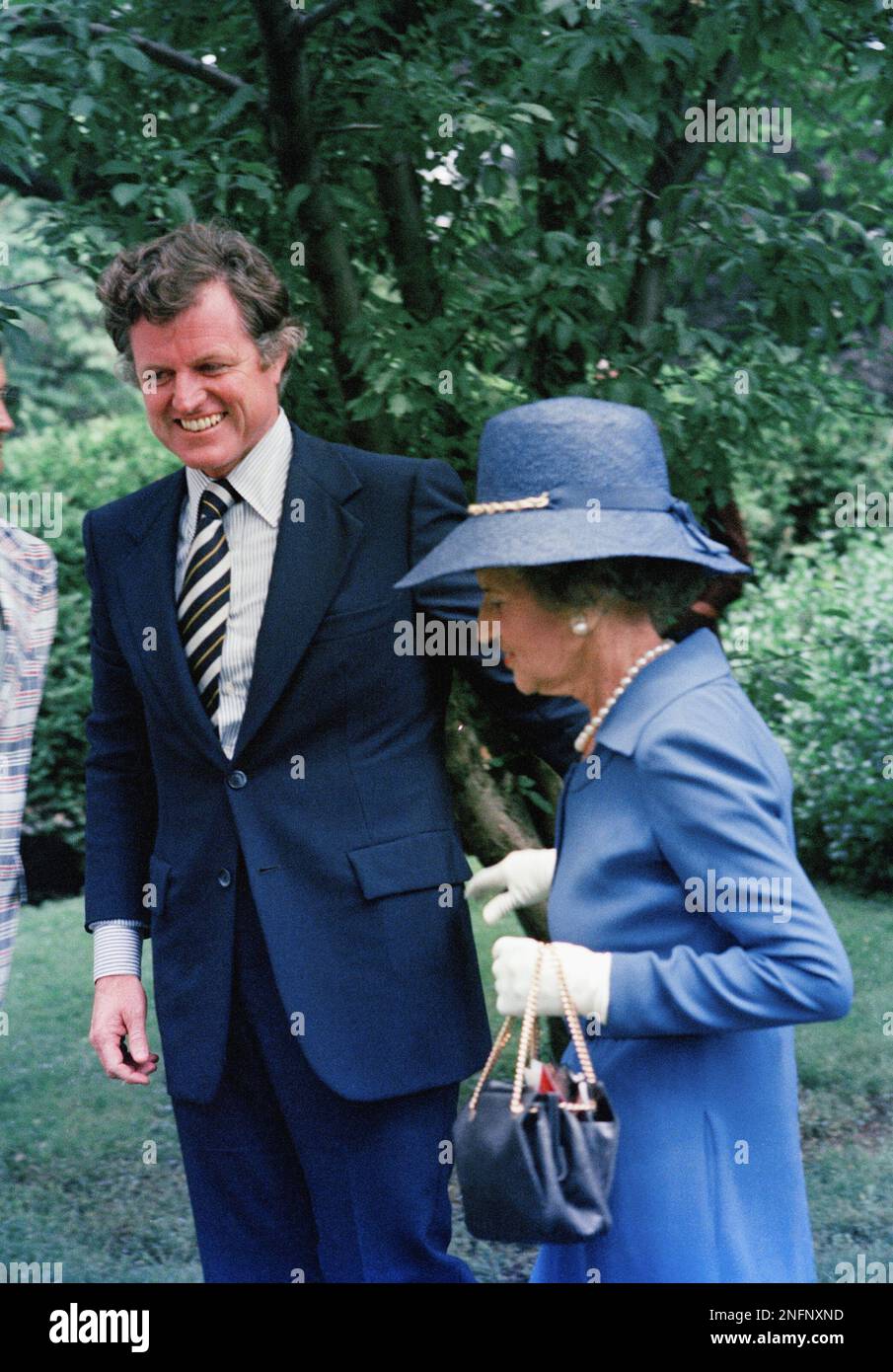 Sen. Edward Kennedy, left, shown at his niece's Caroline Kennedy ...