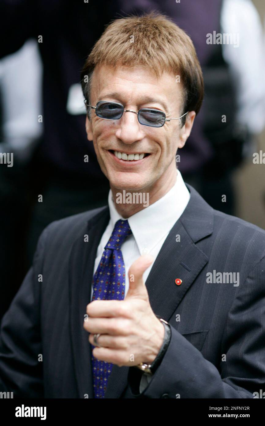British pop group Bee Gees' singer and songwriter Robin Gibb poses as ...