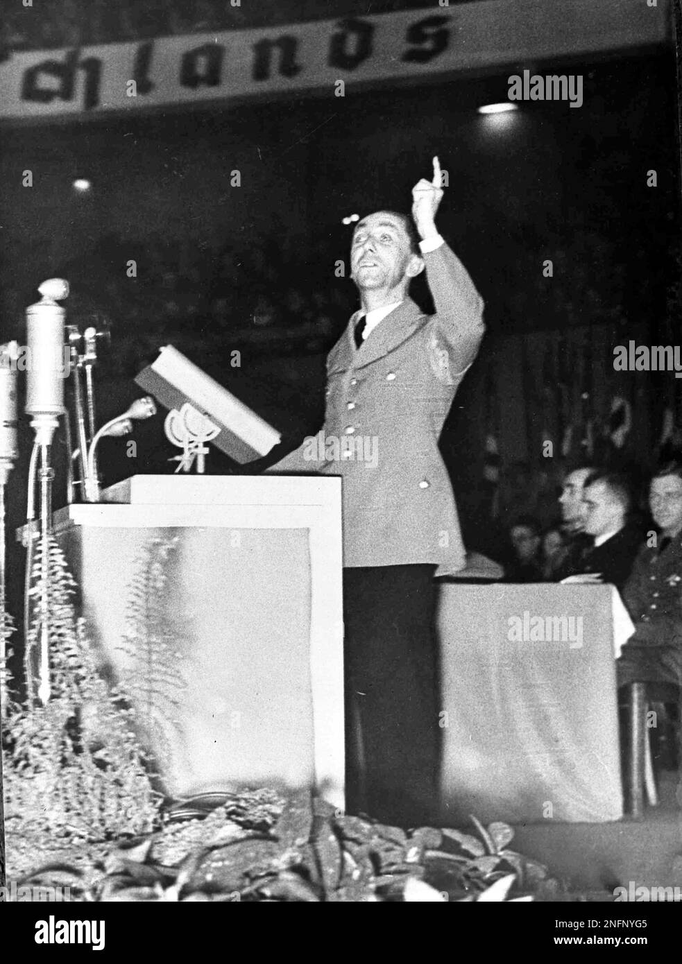 German Minister of Propoganda Dr. Joseph Goebbels speaks to a mass ...