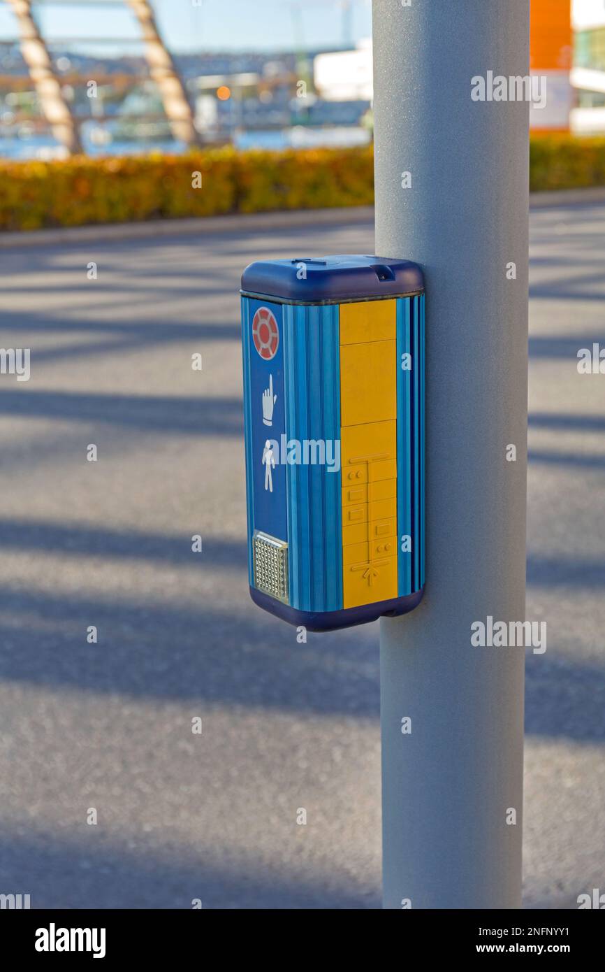 Tactile Traffic Light Pedestrian Crossing Call Button Stock Photo - Alamy