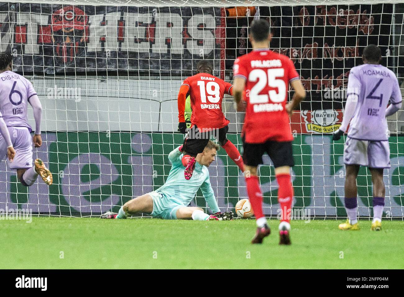 Leverkusen, Bayarena, 16.02.23: Moussa Diaby of Leverkusen scores the 1 ...
