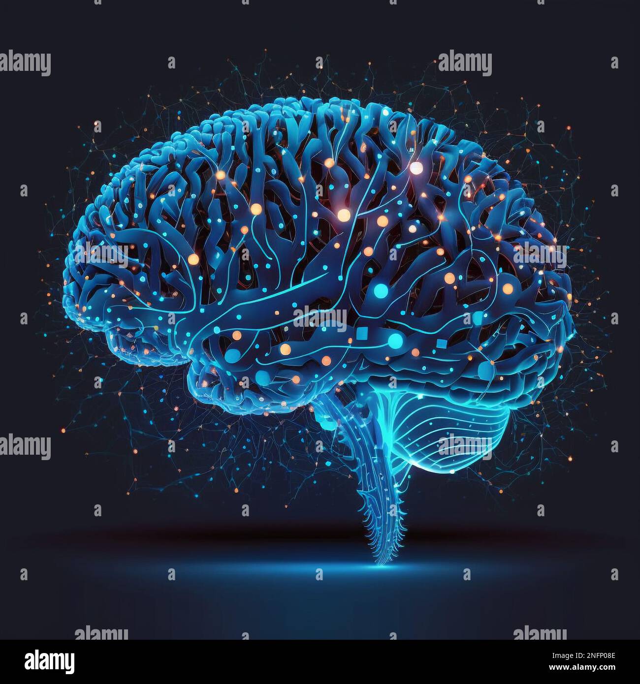 Abstract polygonal human brain. Neural network. Artificial Intelligence ...
