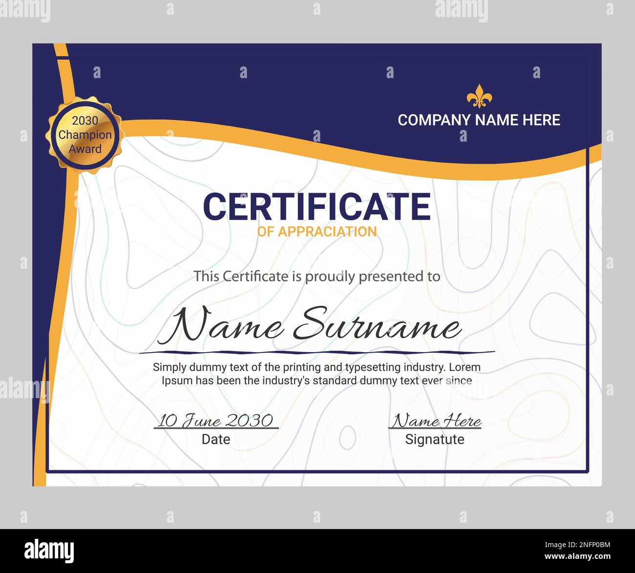 Certificate of appreciation template hi-res stock photography and ...