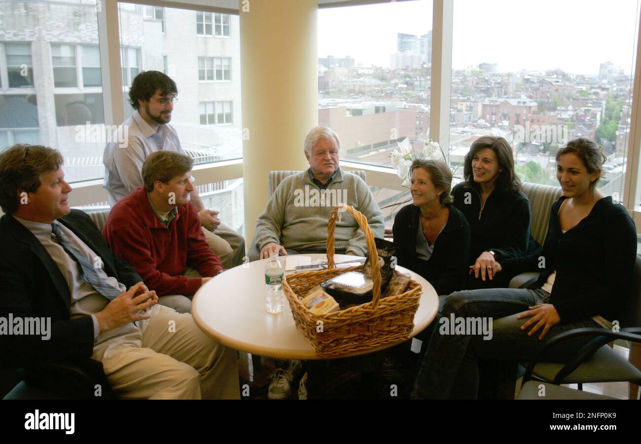 Sen. Edward M. Kennedy, D-Mass., center, is surrounded by family ...