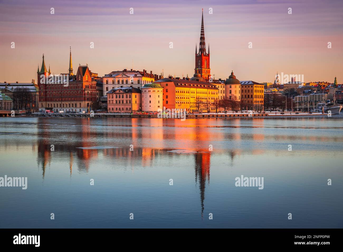 Stockholm, Sweden. Sunset over Gamla Stan old town and Riddarholmen ...