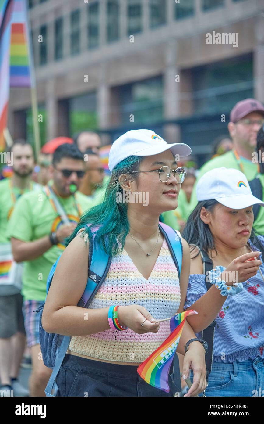 Toronto Ontario, Canada- June 26th, 2022: asian women marching in ...