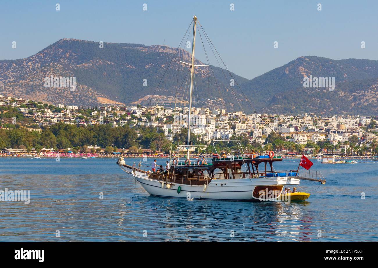 boat at sea off coast of Bodrum, Turkey Stock Photo - Alamy