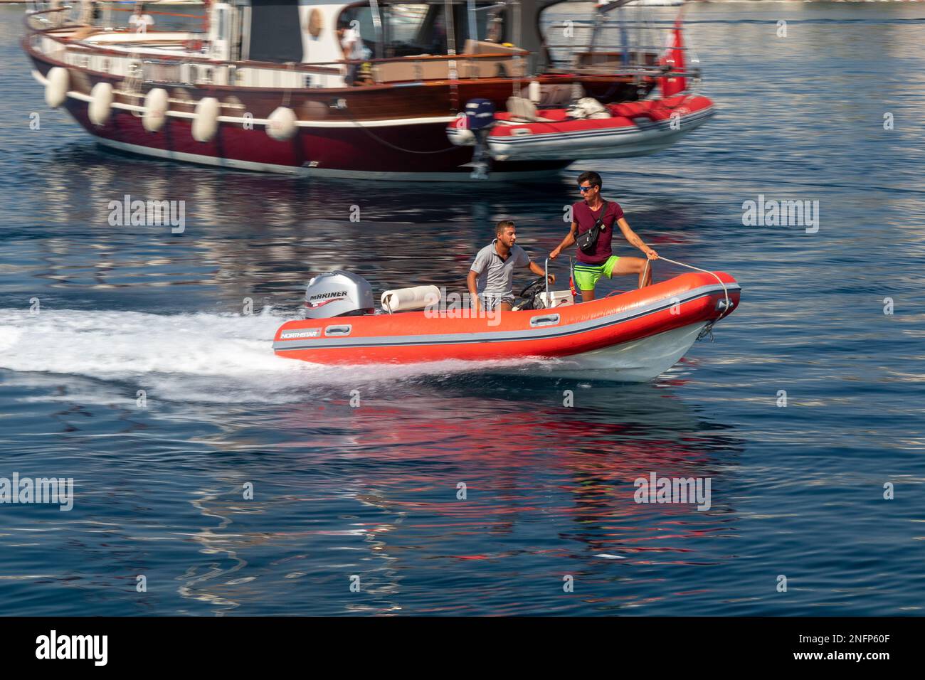 speed boat sea off coast of Bodrum, Turkey Stock Photo - Alamy