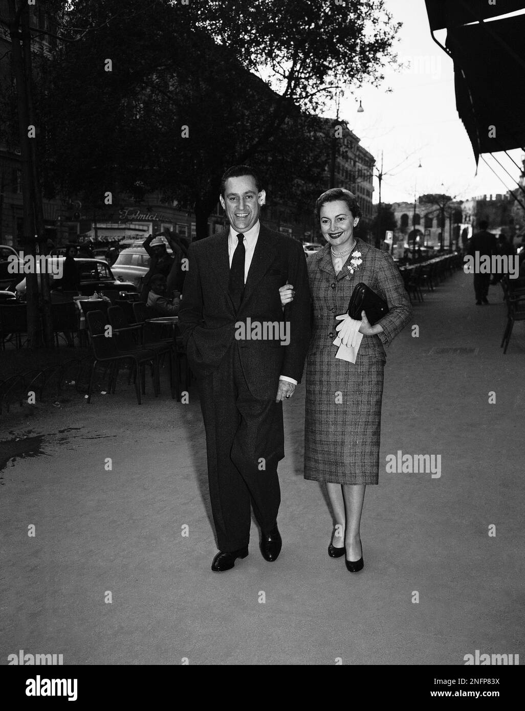 Olivia De Havilland and Pierre Galante, her fiance, take a walk on ...