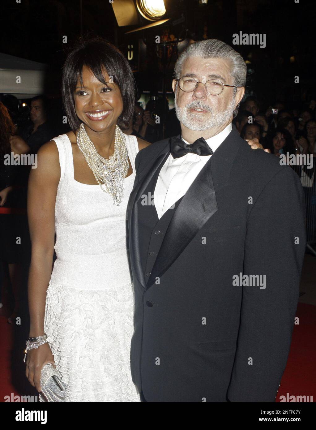 American director George Lucas, right, and his girlfriend Mellody ...