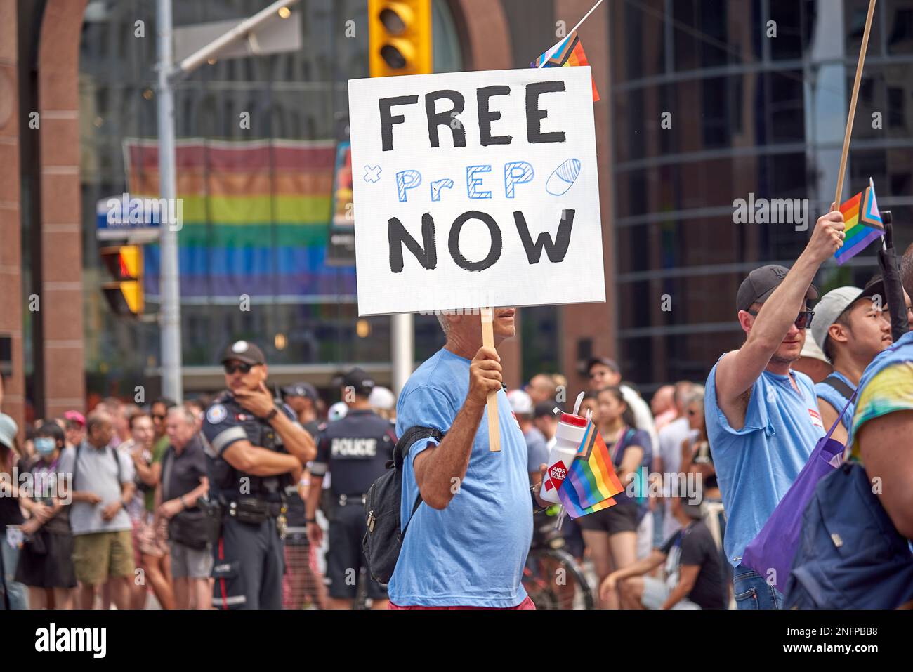 Toronto Ontario, Canada- June 26th, 2022: A man holding up a sign ...