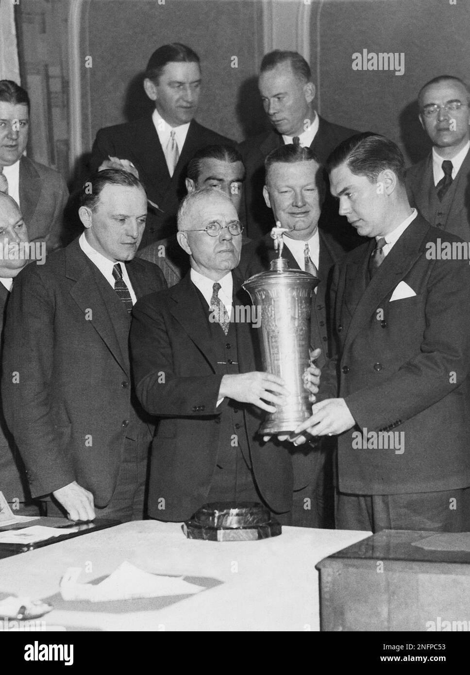 The Ed Thorp Memorial trophy is presented to the New York Giants ...