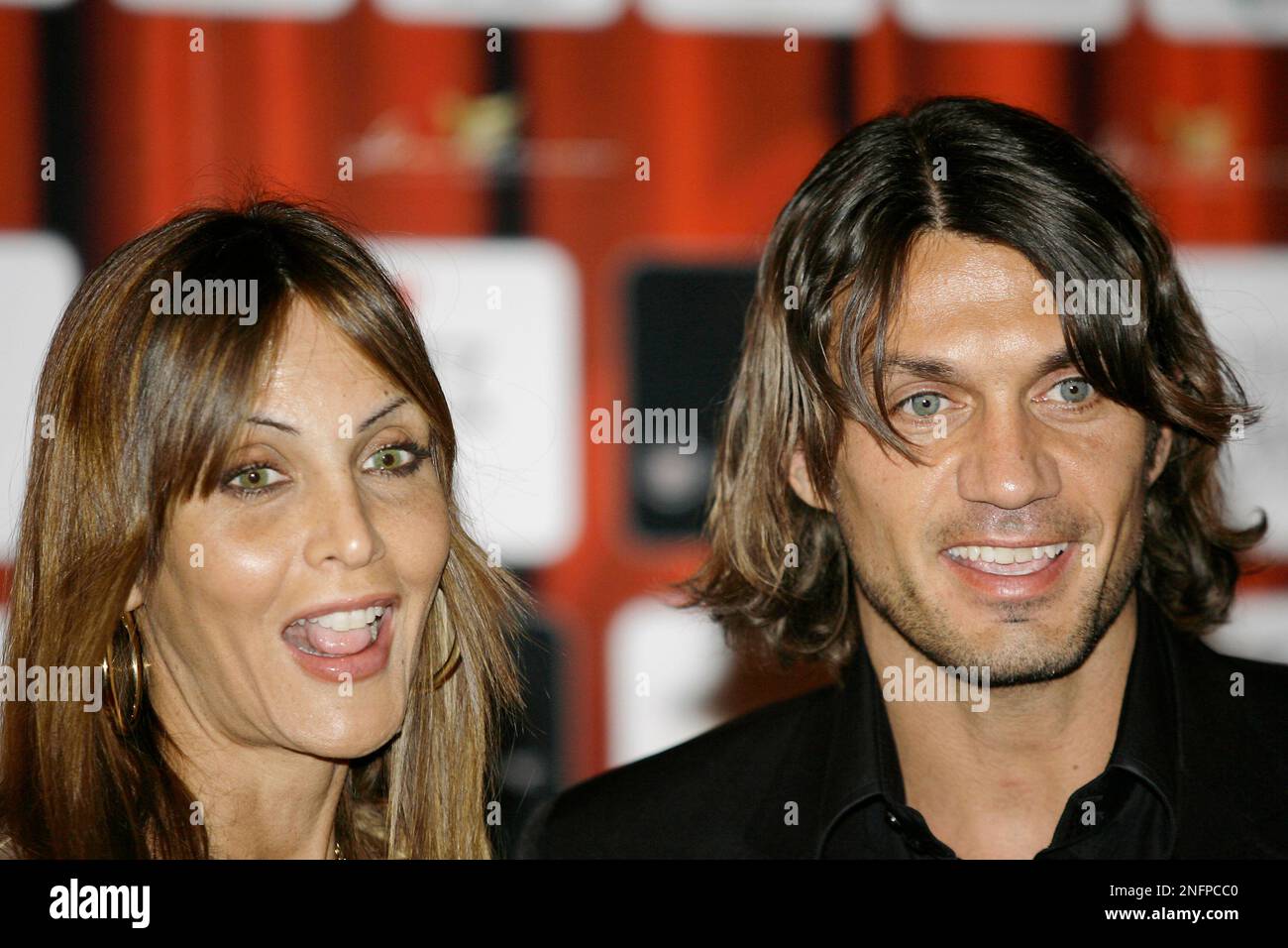 Ac Milan Soccer Great Paolo Maldini And His Wife Adriana Fossa Arrive