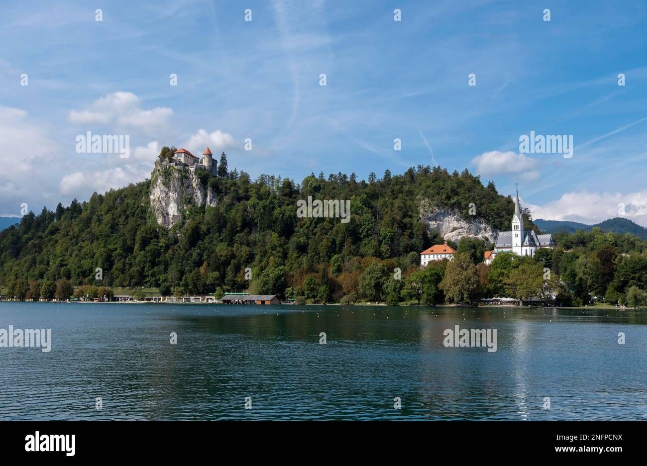 Lake Bled, with Bled Castle and Church, Bled, Upper Carniola Region ...