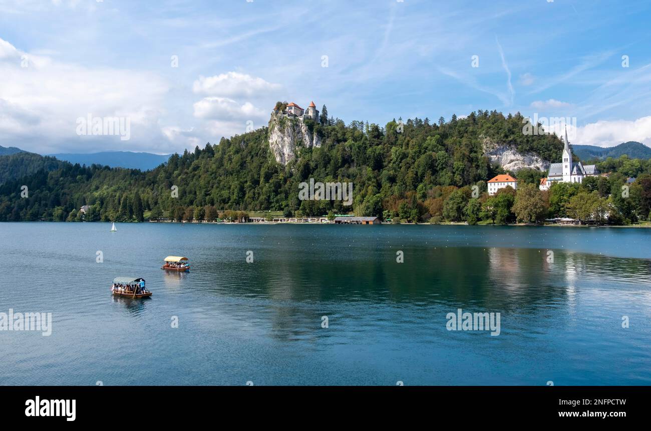 Lake Bled, with Bled Castle and Church, Bled, Upper Carniola Region ...