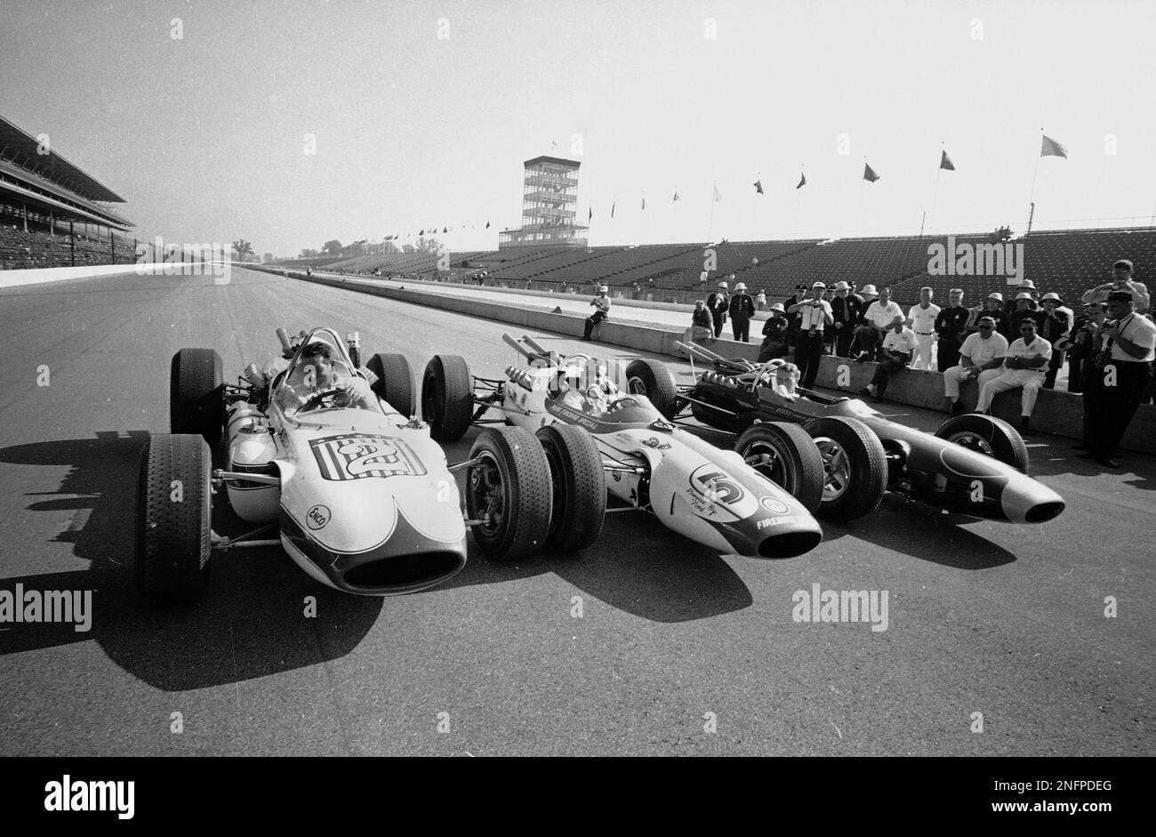 These three cars, seen May 17, 1964, will make up the front row for the ...