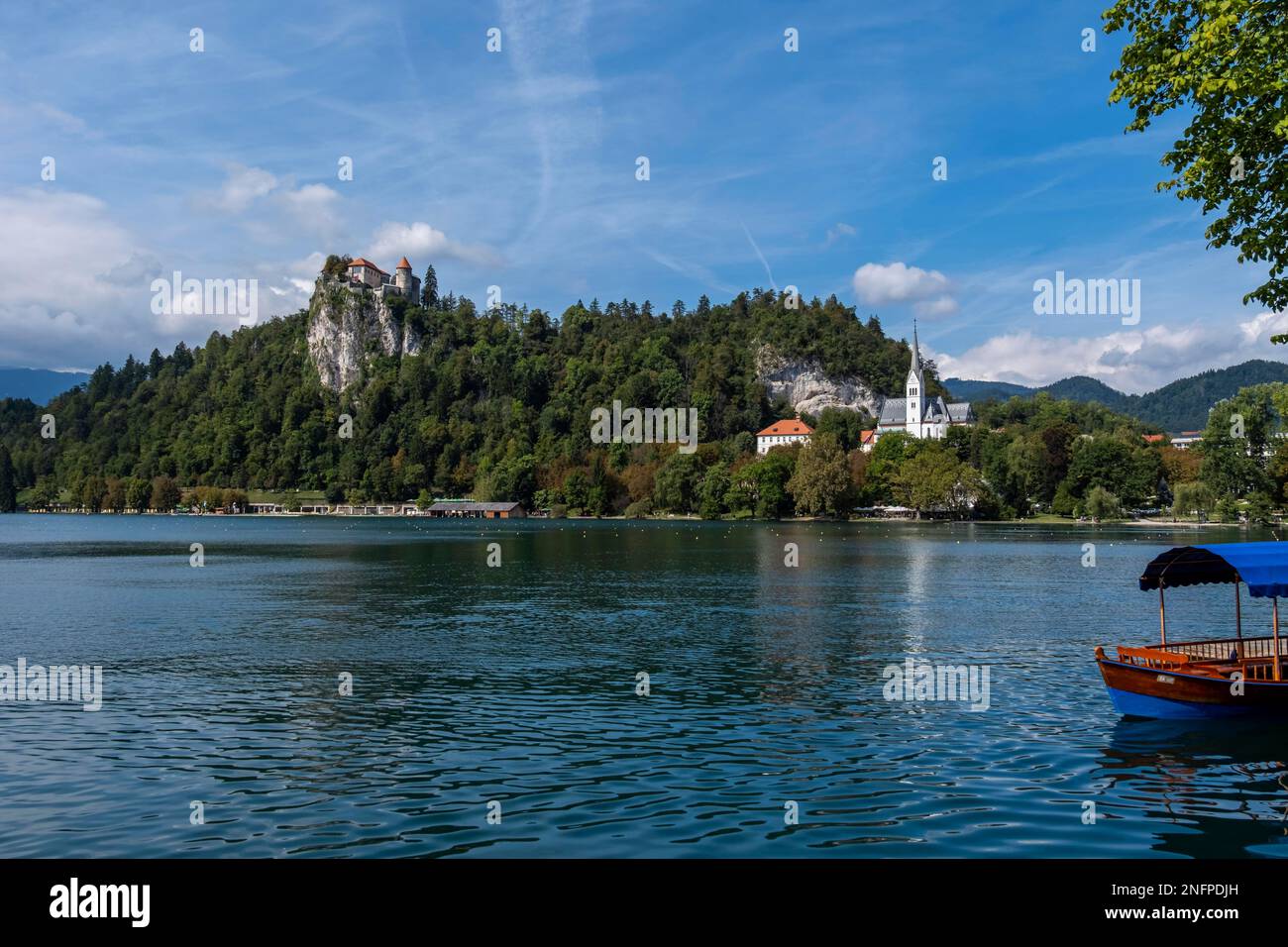 Lake Bled, with Bled Castle and Church, Bled, Upper Carniola Region ...