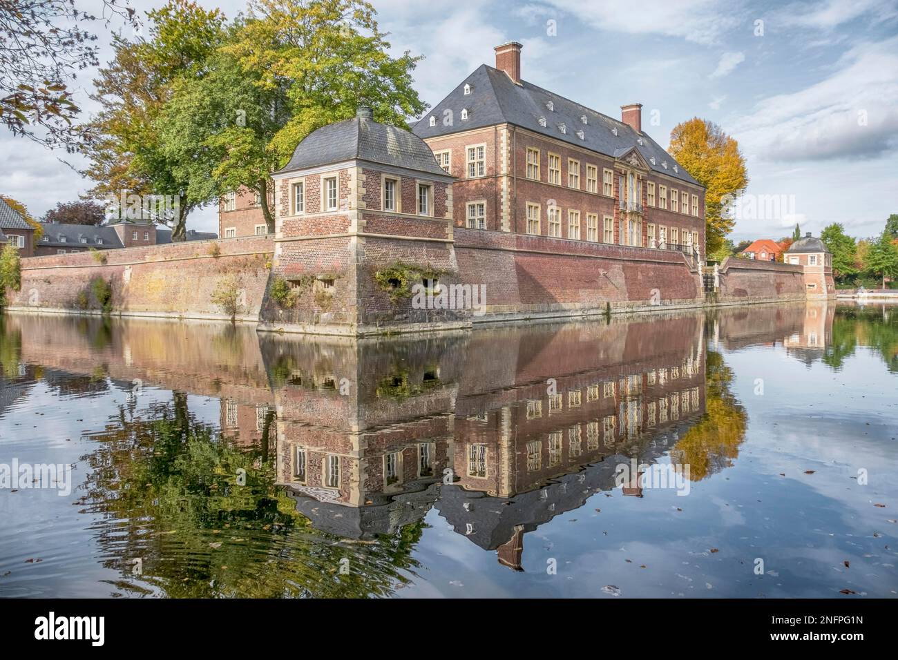 Baroque and moated castle Ahaus, today seat of the Technical Academy ...