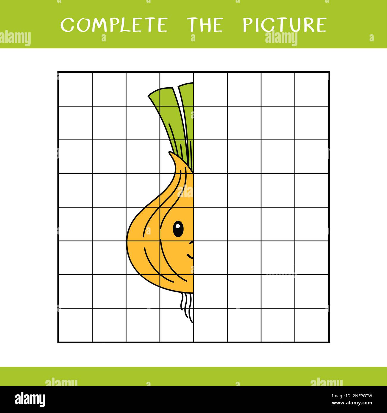 Complete the picture of cute onion. Simple educational game for kids ...