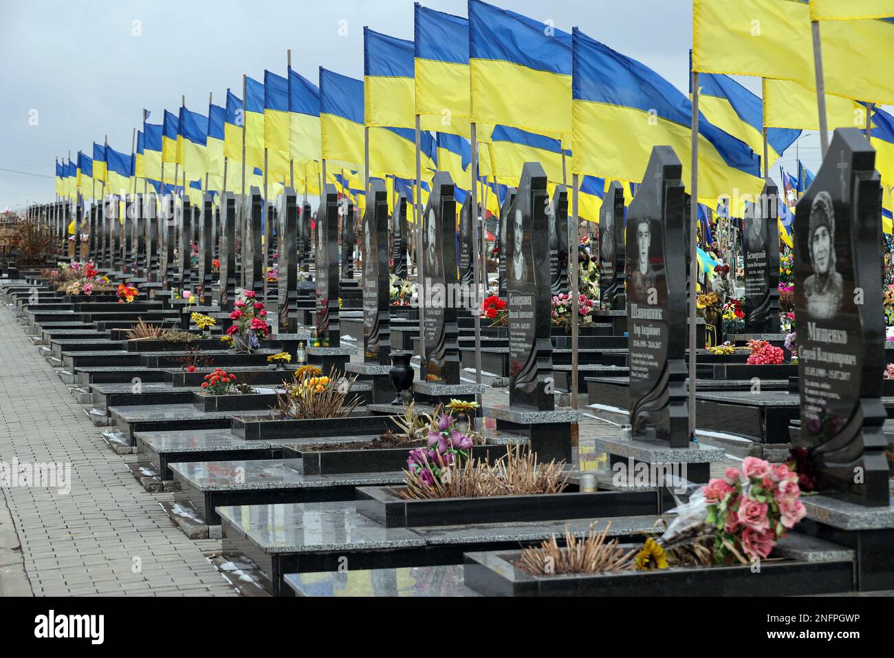 Non Exclusive: KHARKIV, UKRAINE - FEBRUARY 16, 2023 - National flags ...
