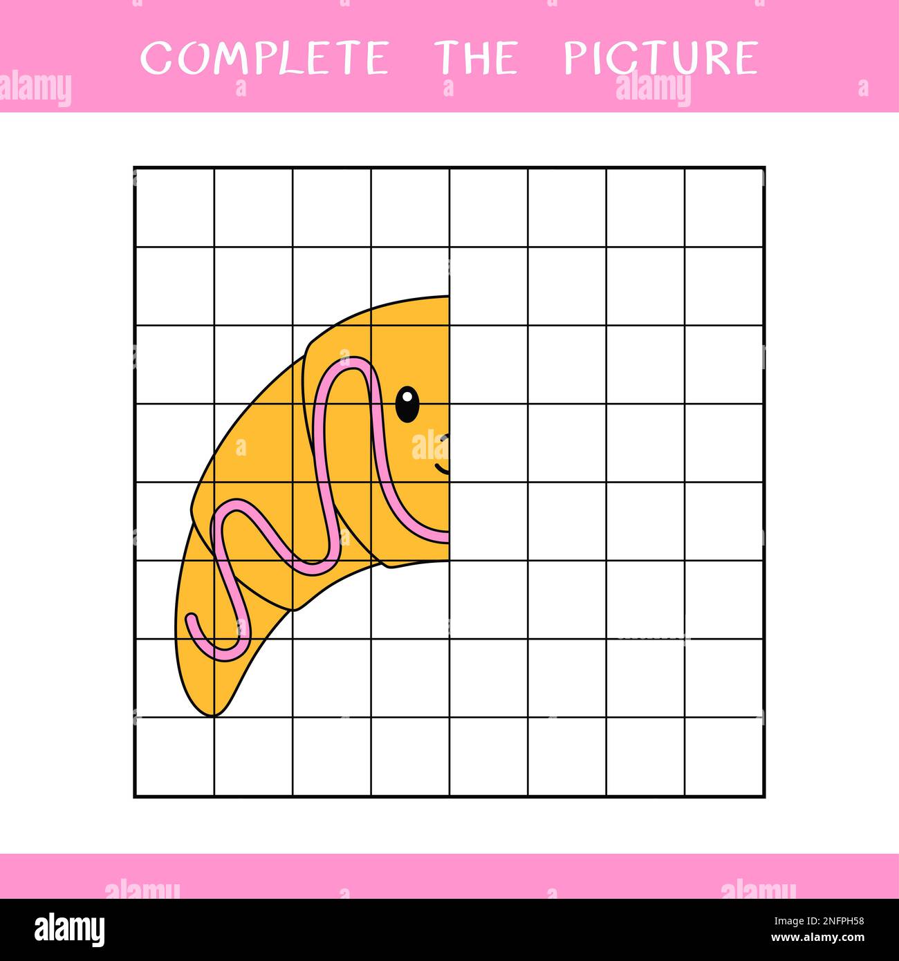 Complete the picture of cute croissant. Simple educational game for ...