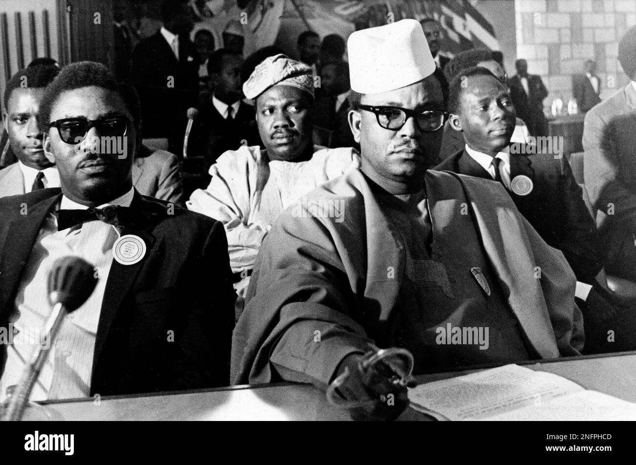 Chief Anthony Enahoro, left, head of the Nigerian Delegation and ...
