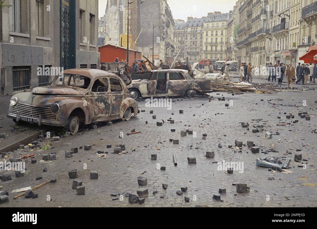 A street in the Latin Quarter of Paris looks wartorn, May 11, 1968 ...