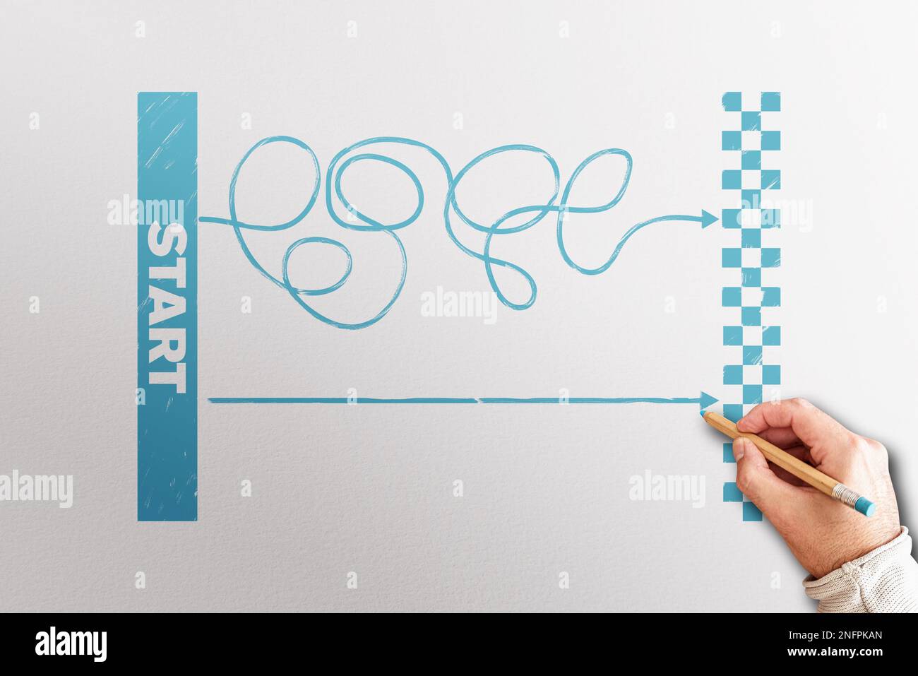 Finding Simplest Solution Or Most Efficient And Shortest Way Concept With Top View Of Hand