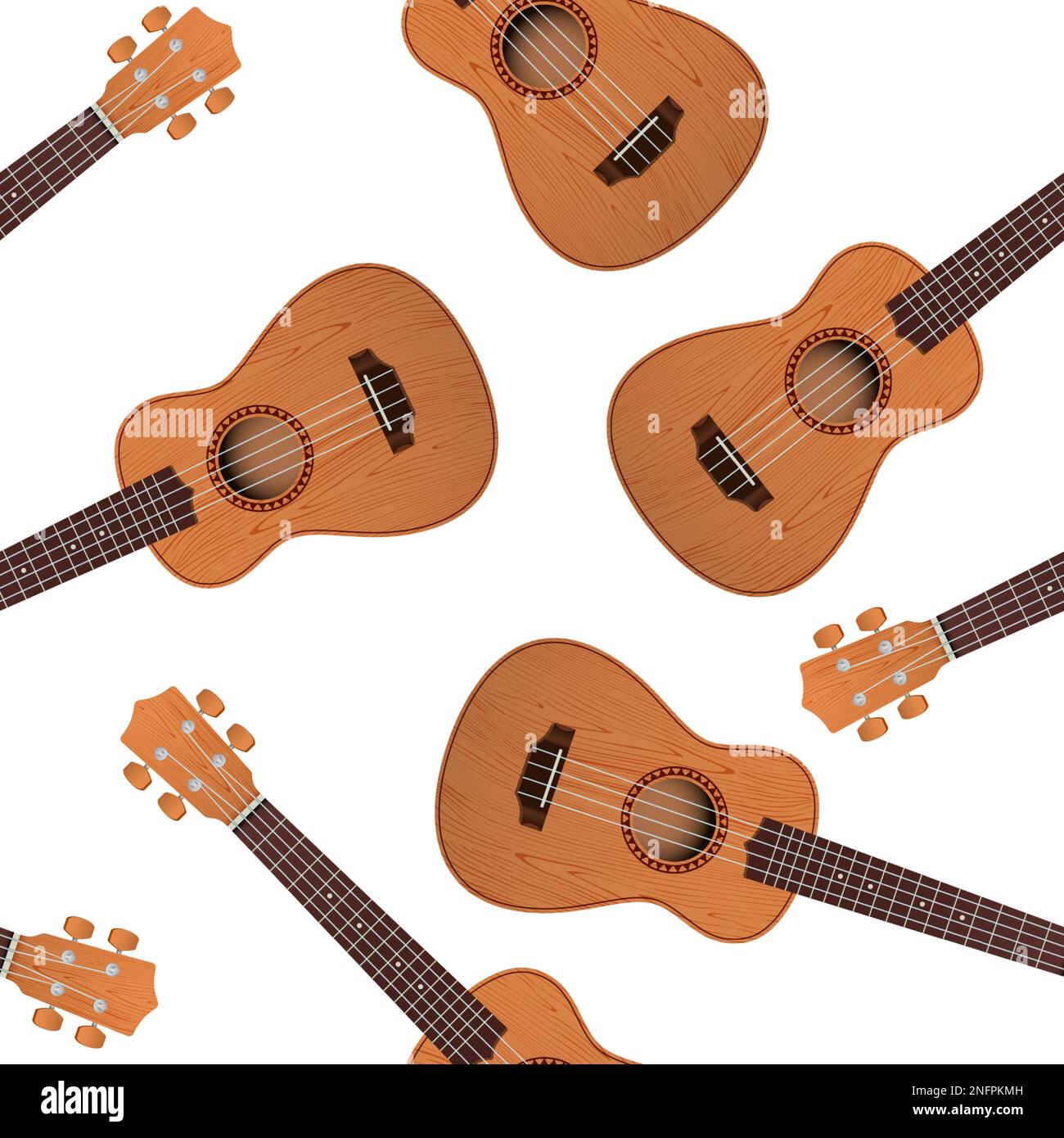 Ukulele guitars seamless vector pattern on a white background Stock ...