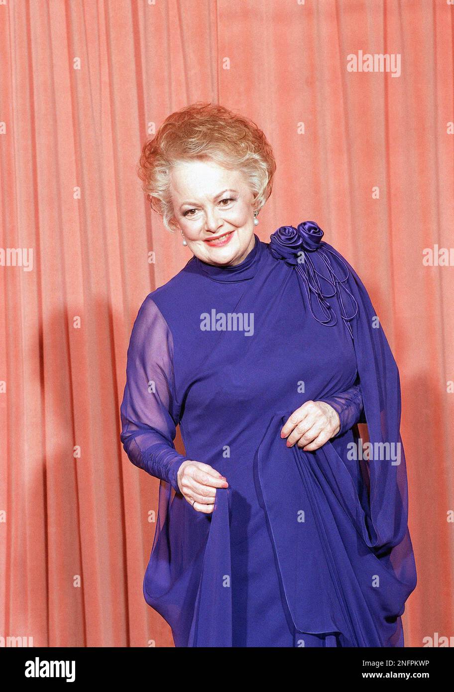 Actress Olivia de Havilland is shown backstage at the Golden Globe ...