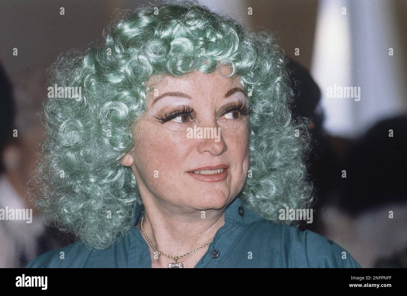 Comedienne Phyllis Diller shown wearing a green wig on March 19, 1979 ...