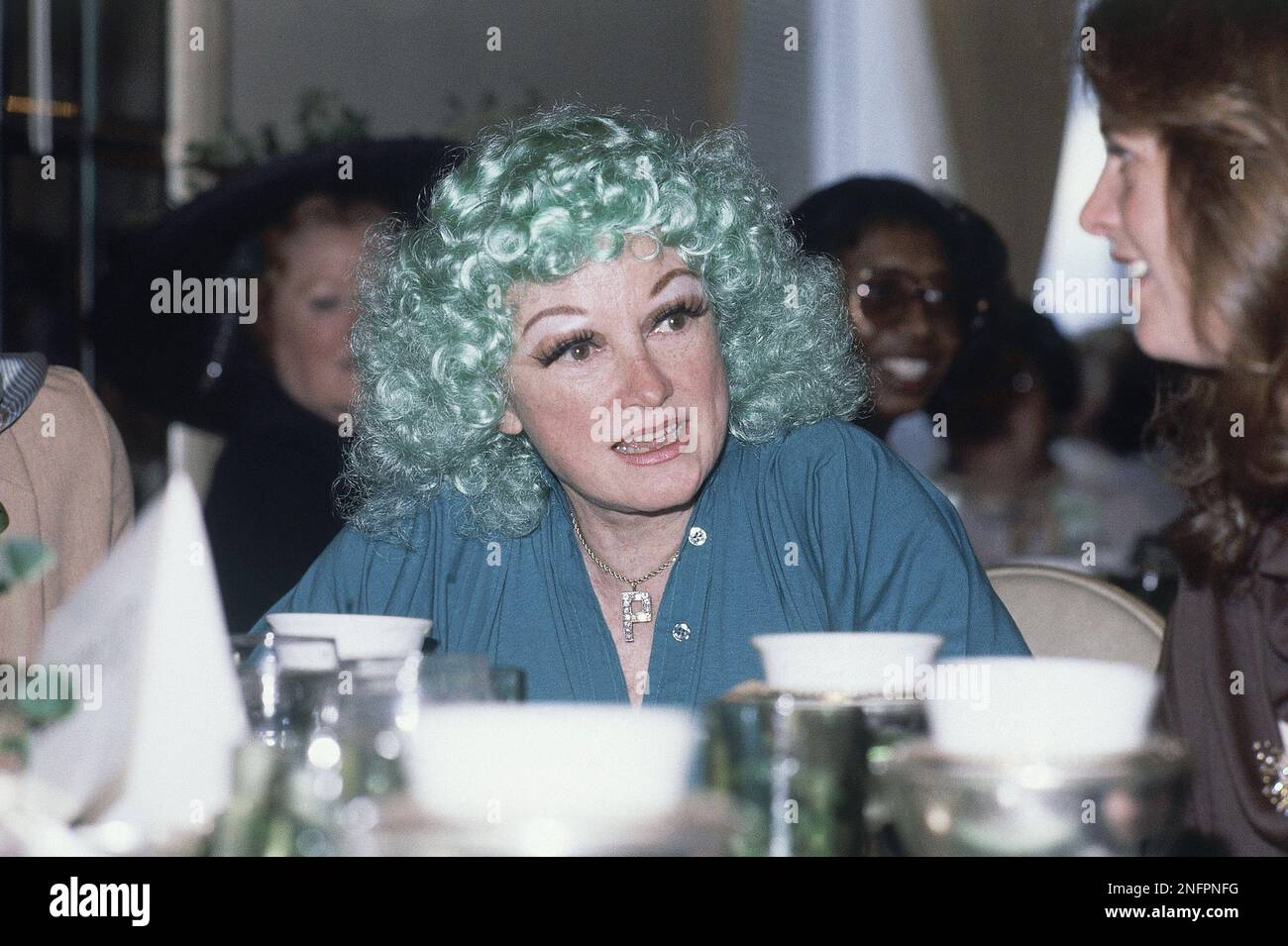 Comedienne Phyllis Diller shown wearing a green wig on March 19, 1979 ...