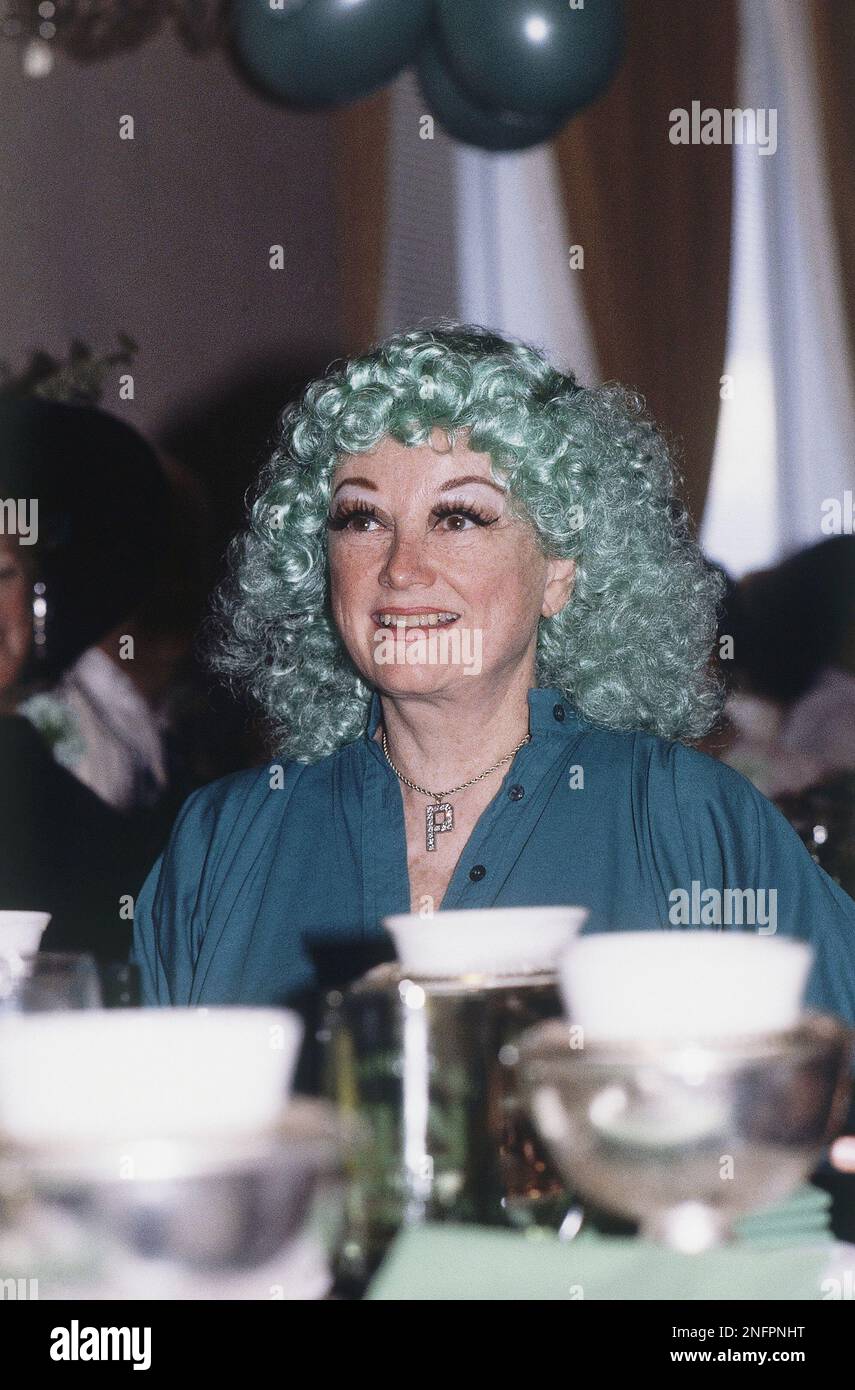 Comedienne Phyllis Diller shown wearing a green wig on March 19, 1979 ...