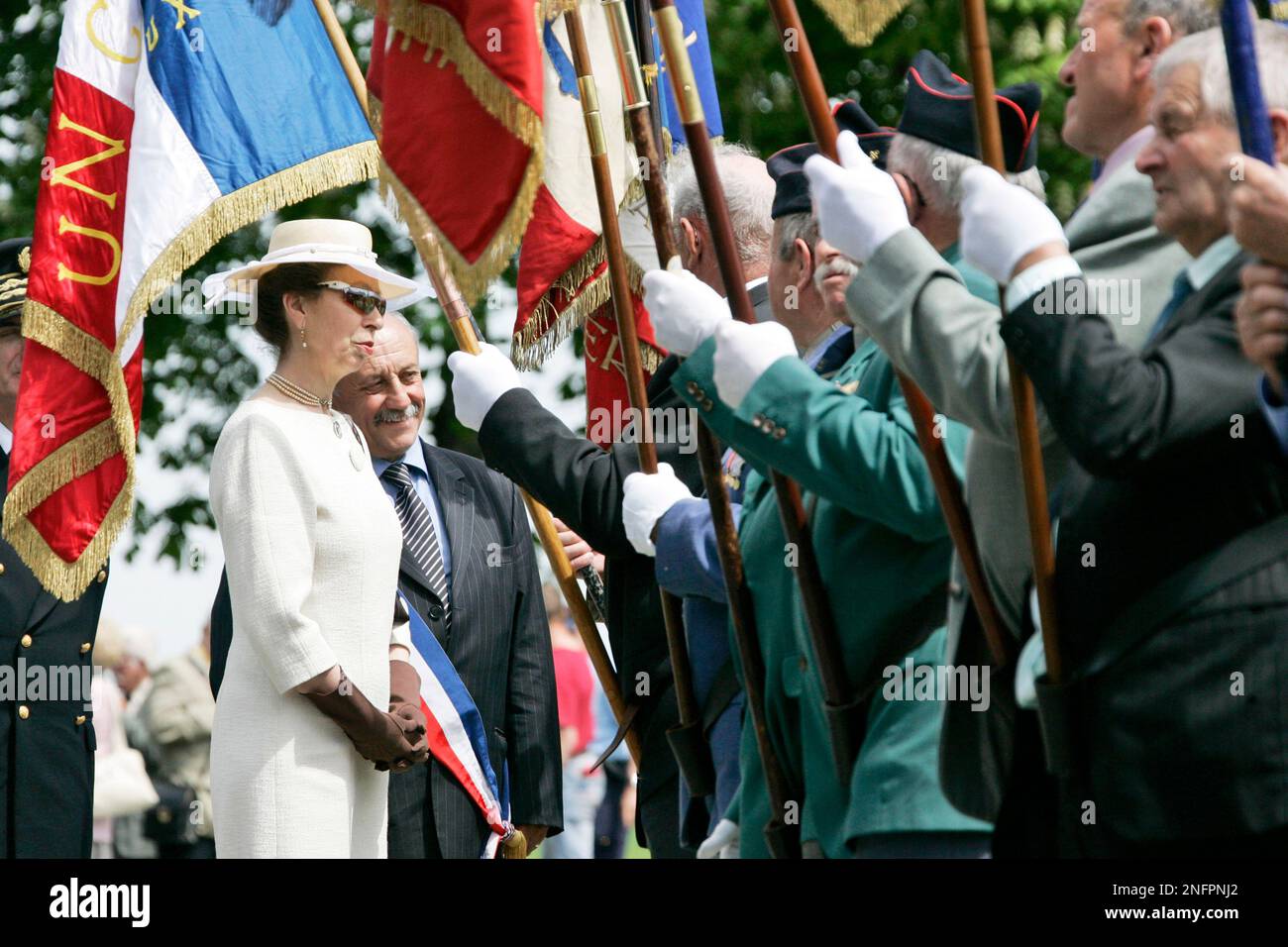 Britain's Princess Anne, left, and Valencay mayor Claude Doucet meet ...