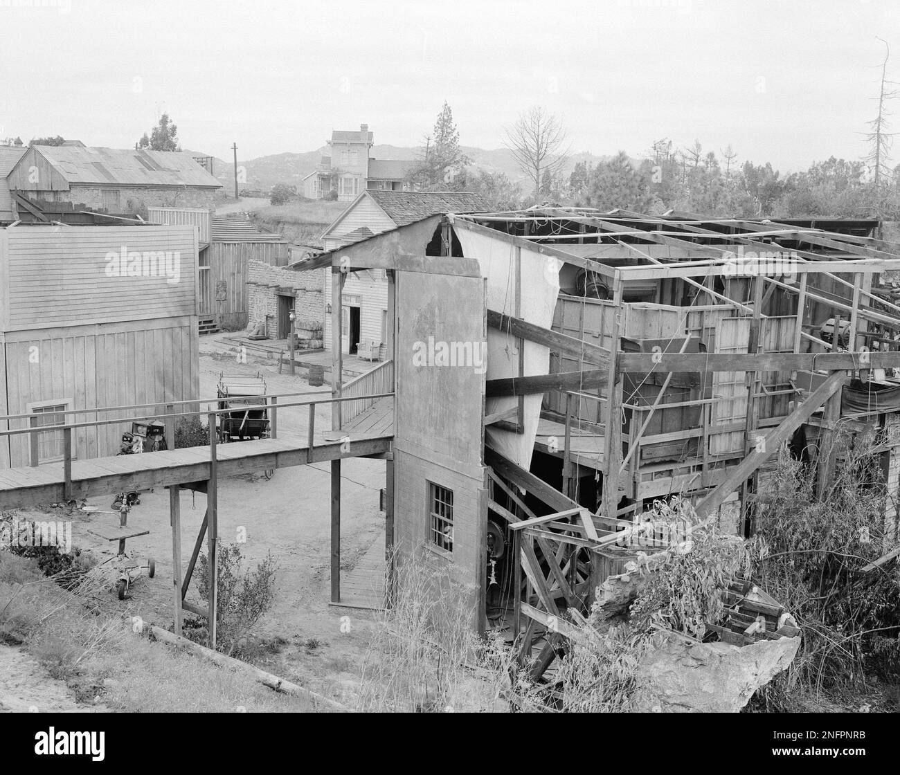 Behind the facades of a Hollywood backlot depicting a town in the ...